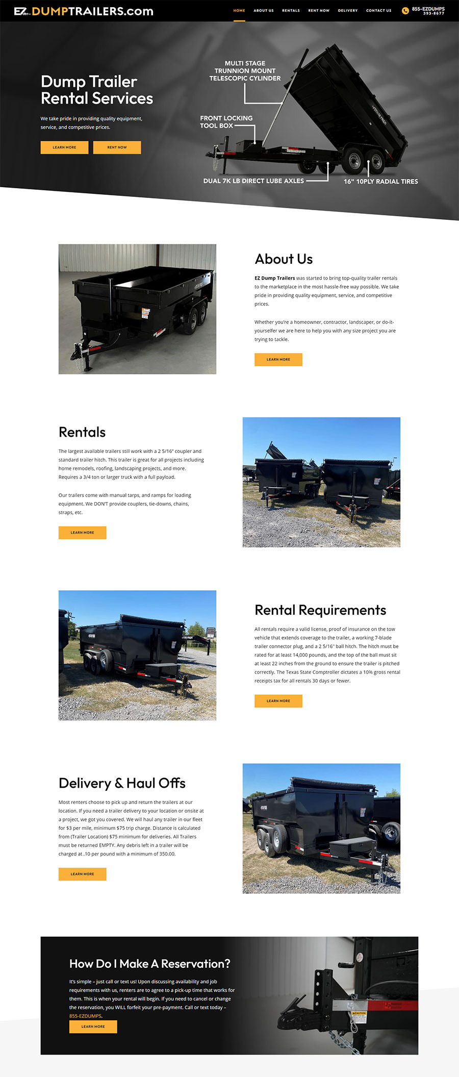 Web Design for Dallas Dump Trailers Rental Company - Red Spot Design