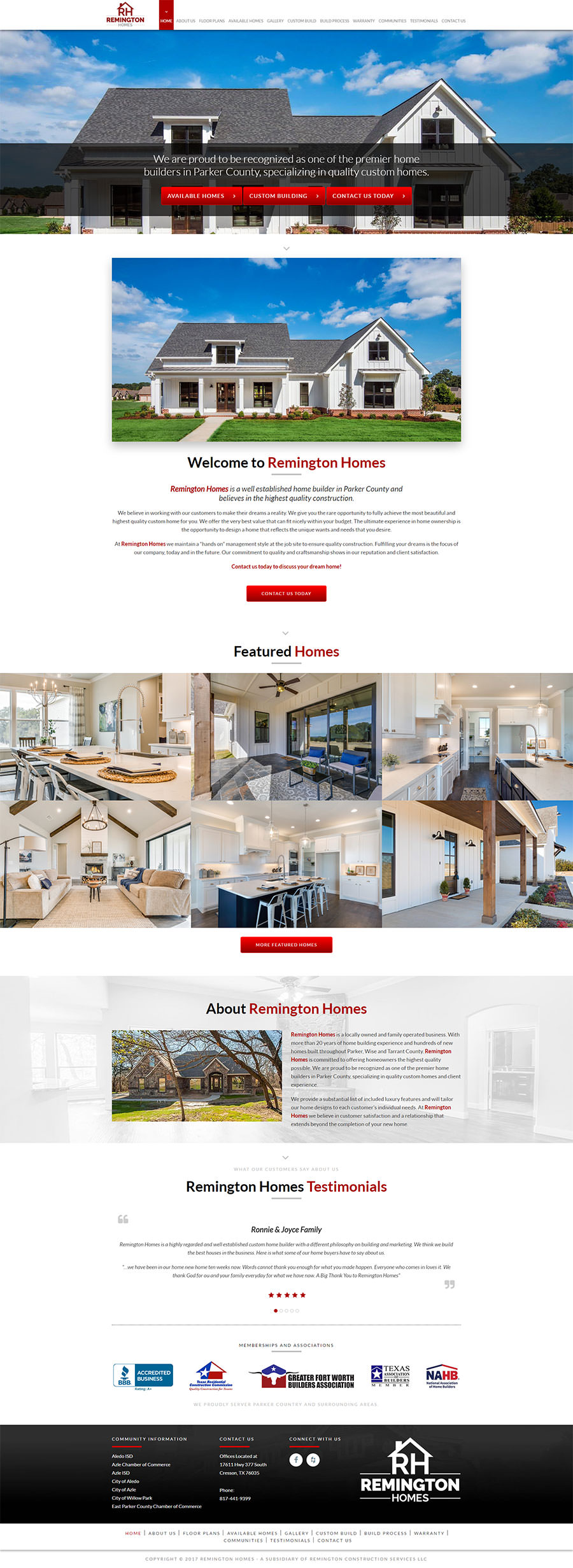 Custom Home Builder Website Design - Red Spot Design
